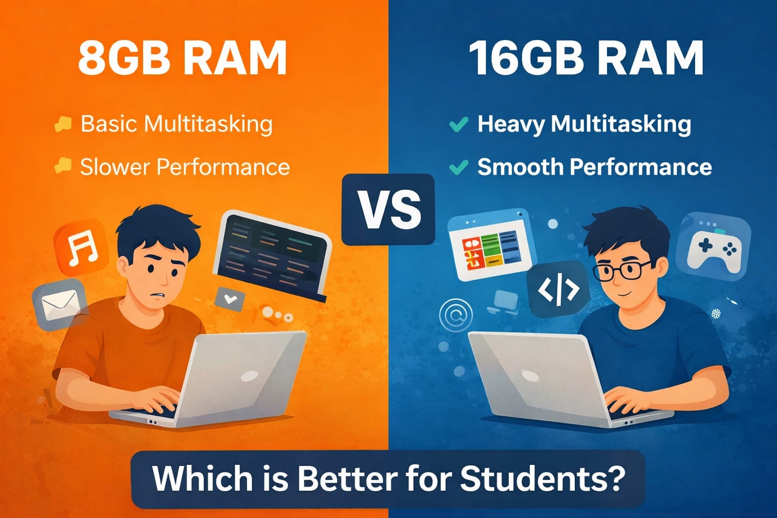 8GB RAM vs 16GB RAM for Students – Real Difference (2026)